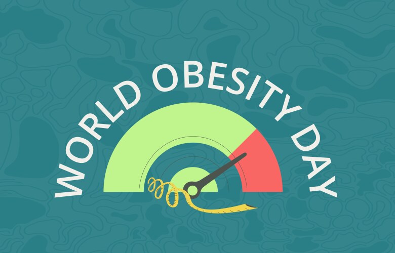 World obesity day template scale with overweight Vector Image