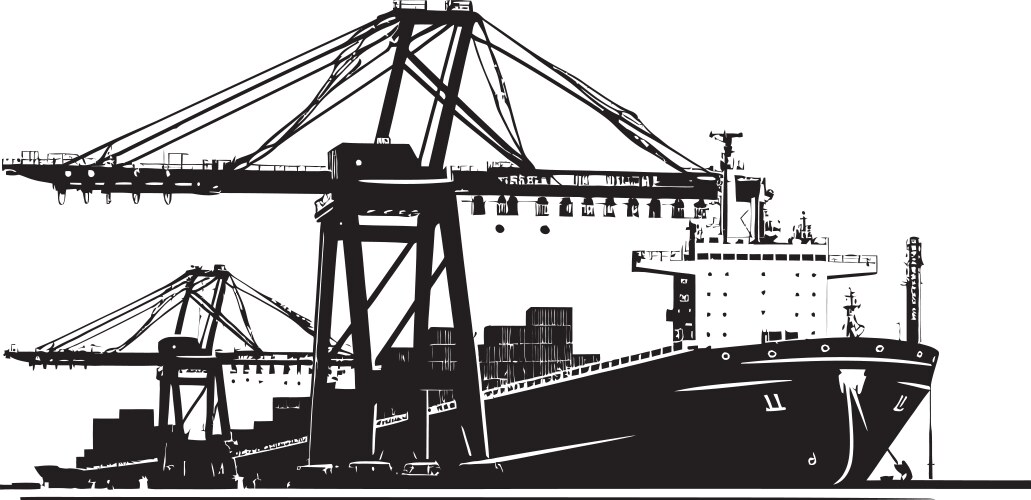 Vessel virtuosos crane loading to cargo ship icon Vector Image
