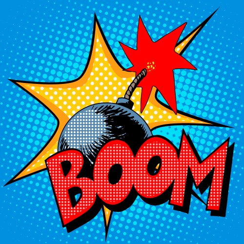Boom comic book explosion Royalty Free Vector Image