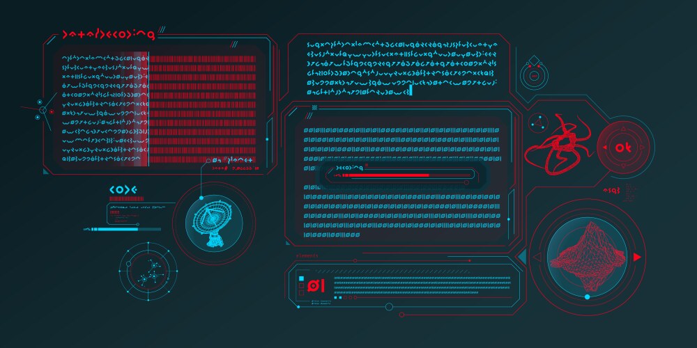 Sci Fi Interface Of Data Decoding Program Vector Image