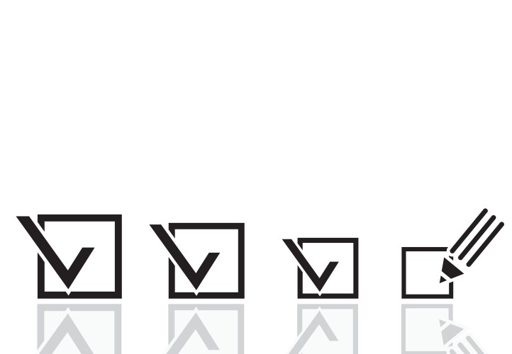 Set hand drawn check v signs isolated Royalty Free Vector