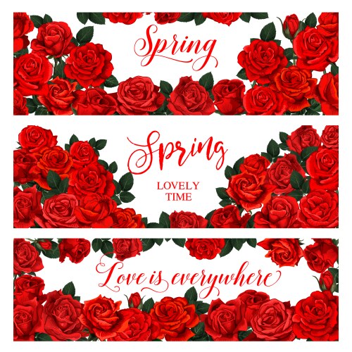 Banners with red roses Royalty Free Vector Image