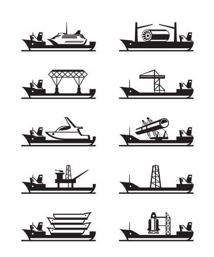 Sea ships and boats from above Royalty Free Vector Image