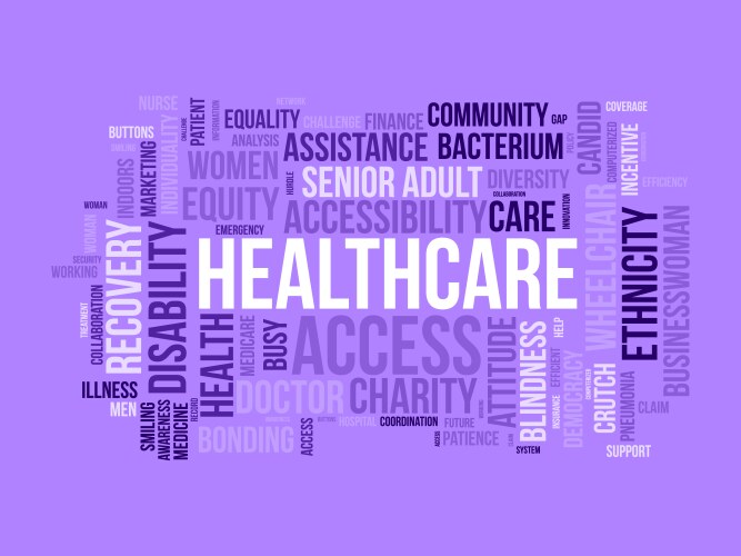 Healthcare access word cloud template Royalty Free Vector