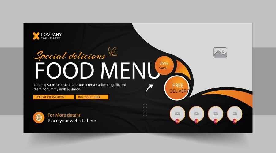 Restaurant fast food cover or web banner design Vector Image