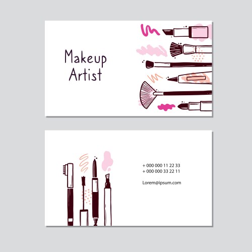 Makeup artist business card template Royalty Free Vector