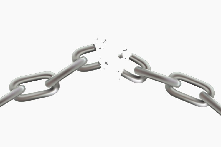 Broken chain Royalty Free Vector Image - VectorStock