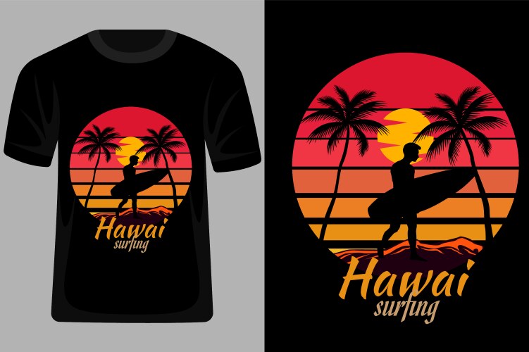 Hawaii surfing retro vintage sunset design Vector Image