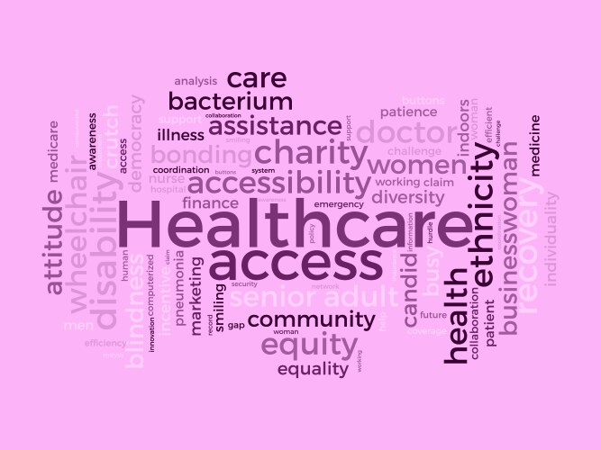 Healthcare access word cloud template Royalty Free Vector
