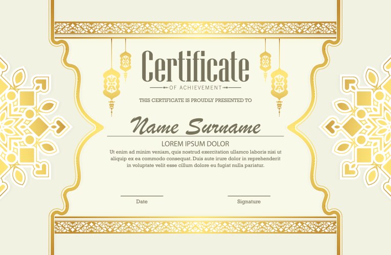 Luxury islamic ramadan award certificate Vector Image