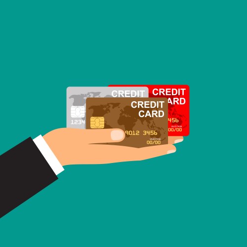 Hand with credit card for payment mobile Vector Image