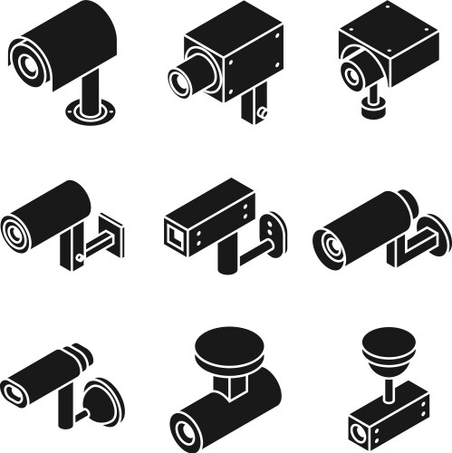 Security Camera Icon Set Royalty Free Vector Image
