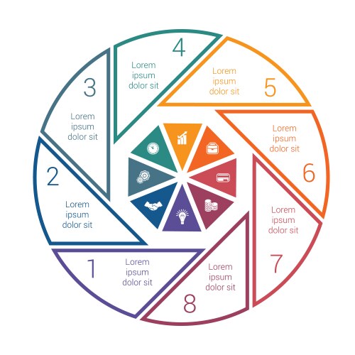 Pie chart modern infographic template for 8 Vector Image