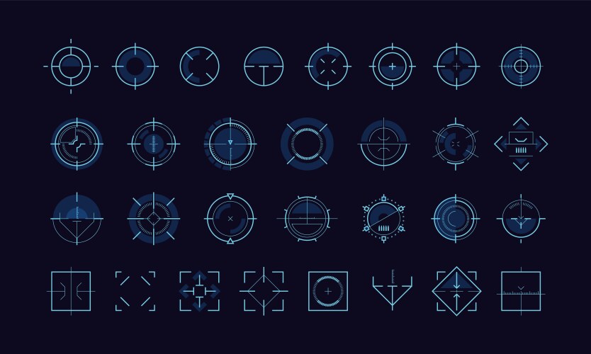 Set isolated aim or game crosshair target Vector Image