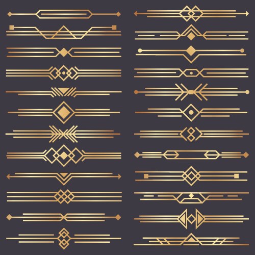 Art deco font golden 1920s decorative letters Vector Image