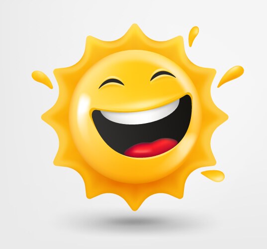 Laughing sun emoticon with sunglasses 3d emoji Vector Image