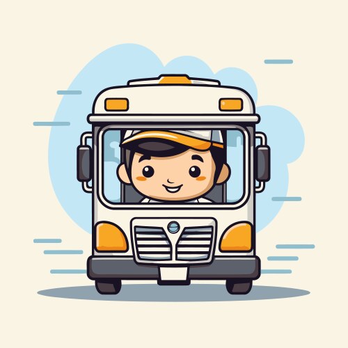 Cartoon taxi driver with a mustache and beard Vector Image