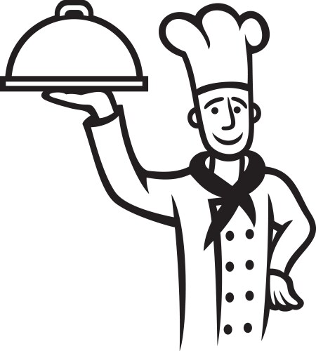 Chef hat with fork and spoon Royalty Free Vector Image