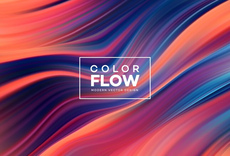 Rainbow color liquid wave lines poster set Vector Image