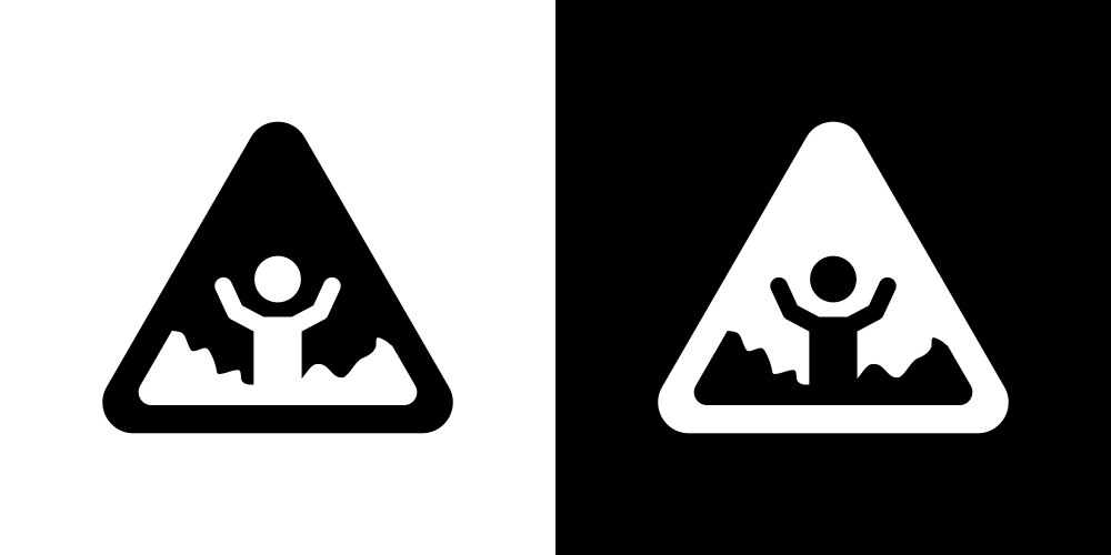 Mud warning sign icon set danger caution Vector Image