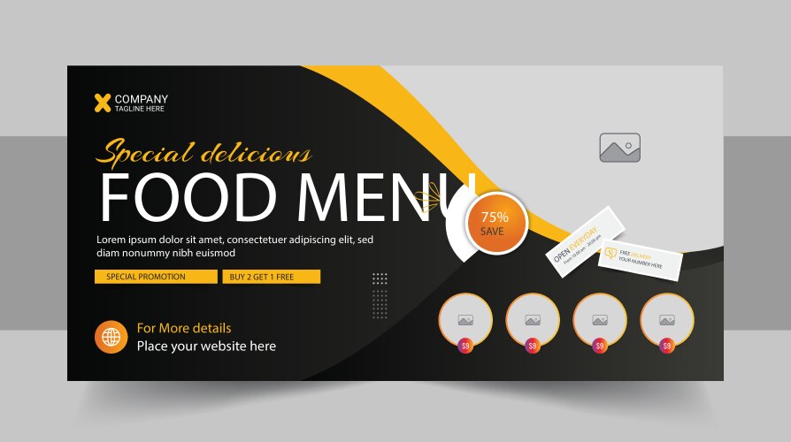 Restaurant fast food cover or web banner design Vector Image