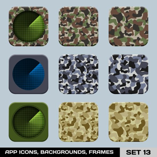 Set of colorful app icon frames templates buttons Vector Image