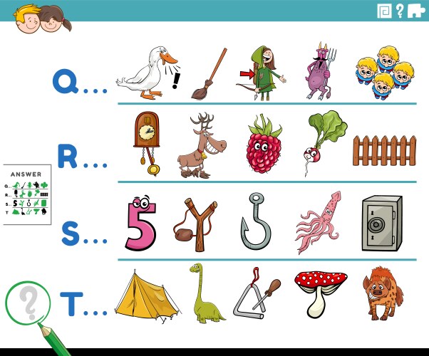 Letter s words educational task for children Vector Image