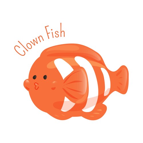 Cartoon clown fish isolated icon on white Vector Image