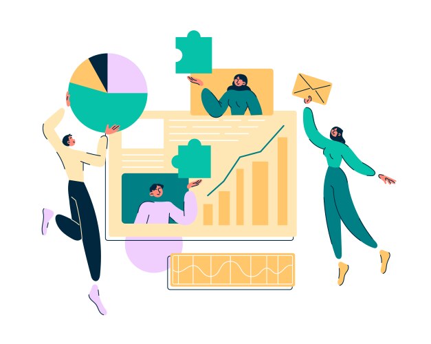 People work with information with data Royalty Free Vector