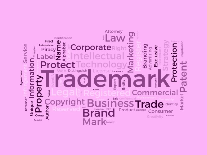Trademark wordcloud template business rights Vector Image
