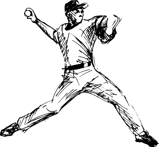 Baseball player sketch Royalty Free Vector Image