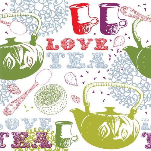 Vintage tea time pattern Royalty Free Vector Image