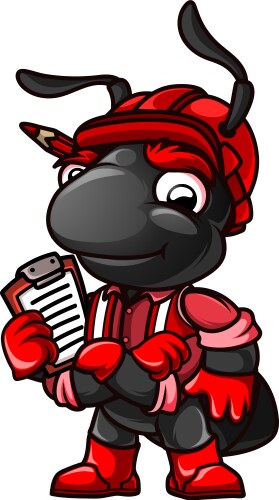 Cute ant cartoon with green leaf Royalty Free Vector Image