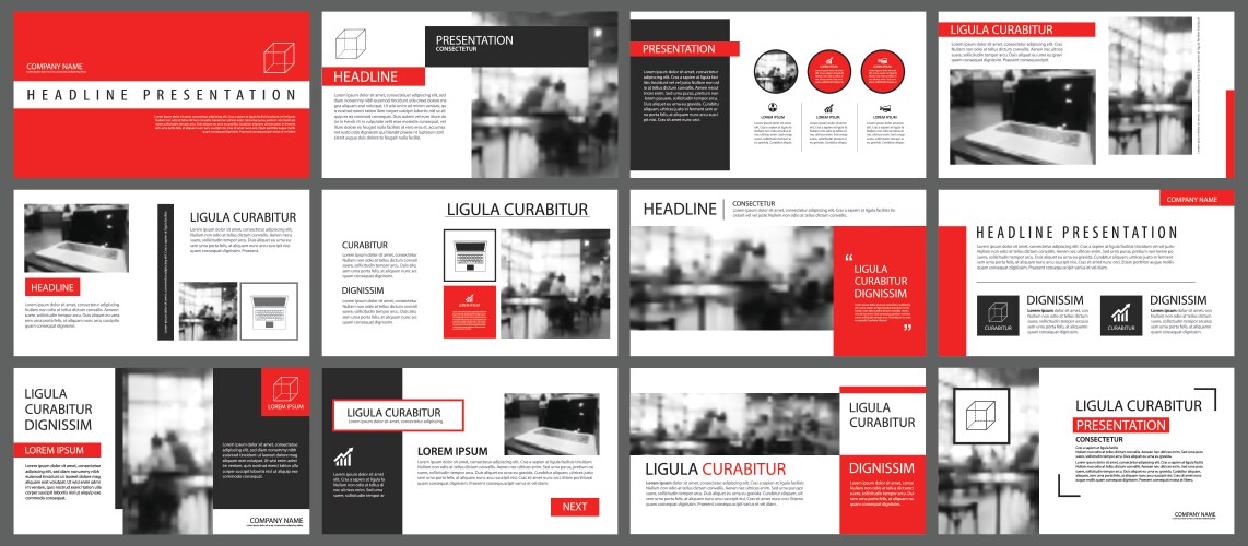 Red presentation templates for slide show Vector Image