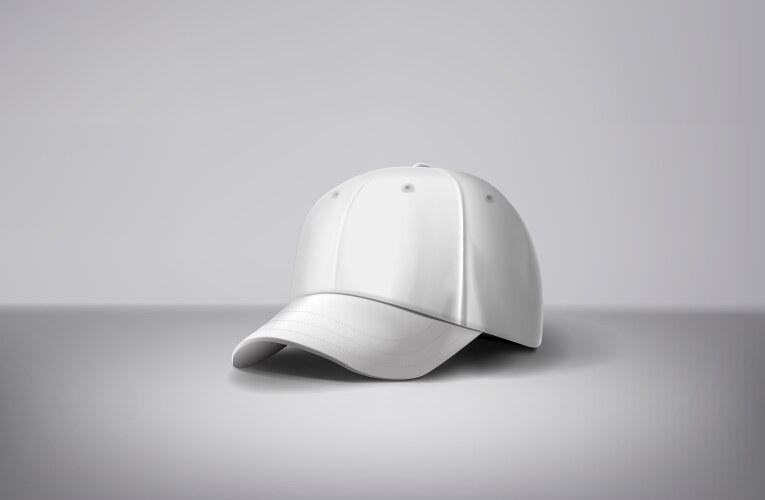 White baseball caps mock up a gray background Vector Image