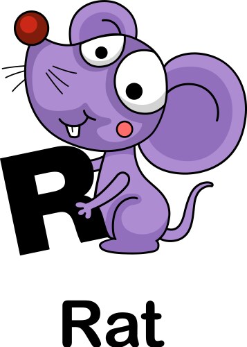 Alphabet letter r-rat with cartoon vocabulary Vector Image