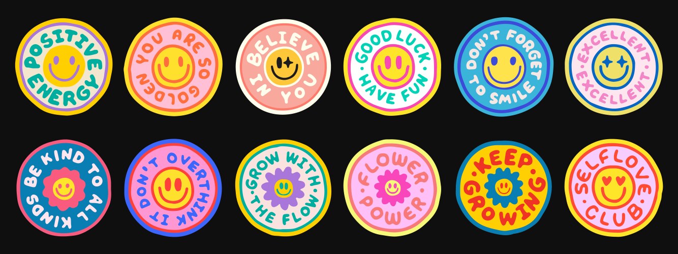 Cool hand drawn stickers collection design set Vector Image