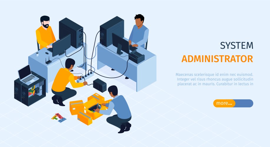 System administrator horizontal banner Royalty Free Vector