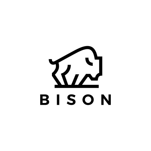 Bison buffalo line outline monoline art hipster Vector Image