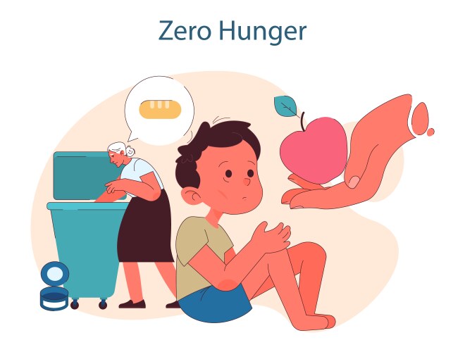 Zero hunger web or landing addressing food Vector Image