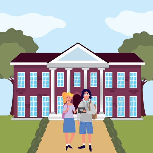 Harvard hall and university buildings in cartoon Vector Image