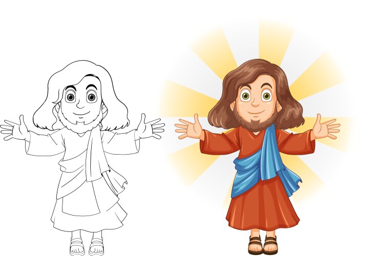 Jesus christ outline for colouring Royalty Free Vector Image