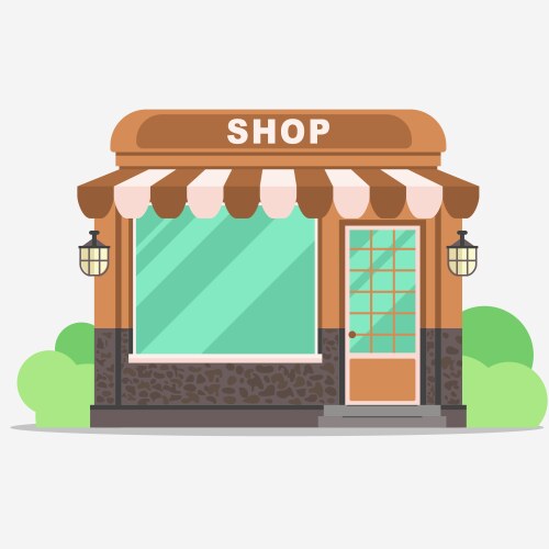 Market street shop small store front Royalty Free Vector