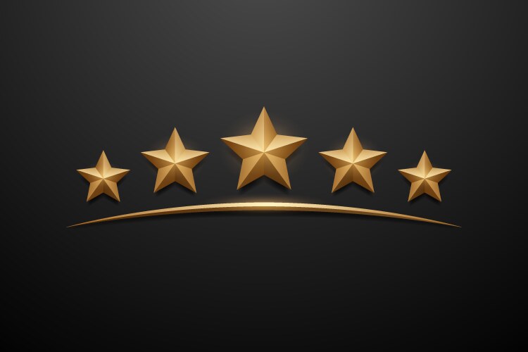 Five golden stars on red background rating rank Vector Image