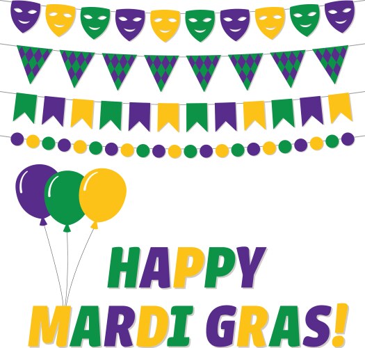 Mardy gras horizontal border set Royalty Free Vector Image