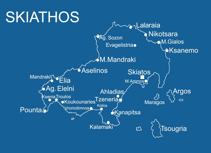 Island mykonos map line contour silhouette Vector Image