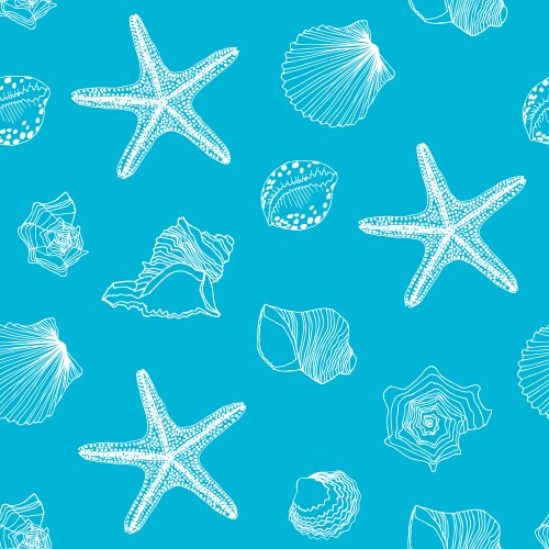 Sea hand drawn seamless pattern Royalty Free Vector Image