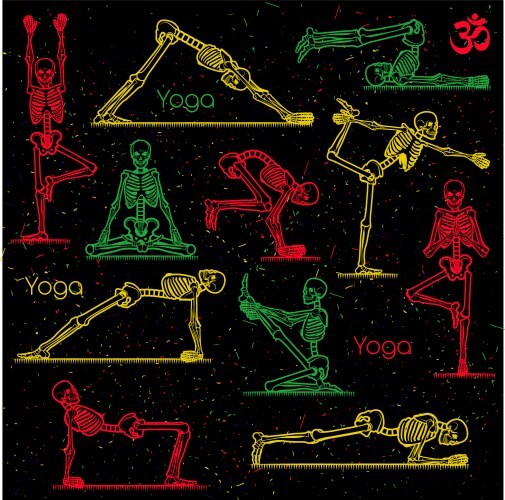 Skeleton practicing yoga Royalty Free Vector Image