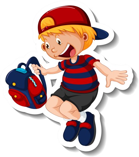 Cartoon boy holding a stop sign Royalty Free Vector Image