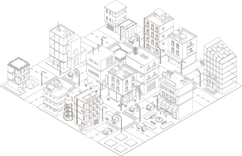 Isometric bridge road high traffic long elevated Vector Image